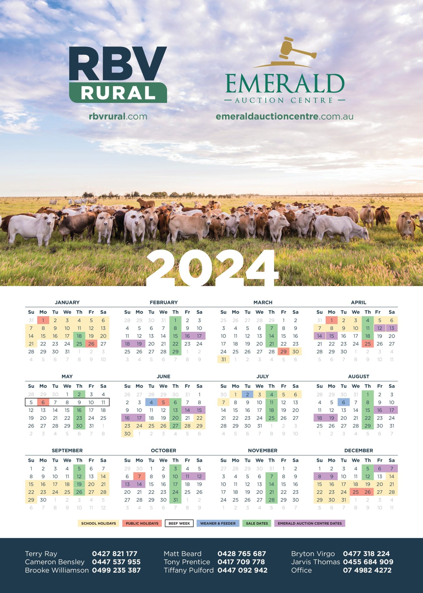 Sales Calendar | RBV Rural, Emerald QLD | Cattle Sales & Auction Centre